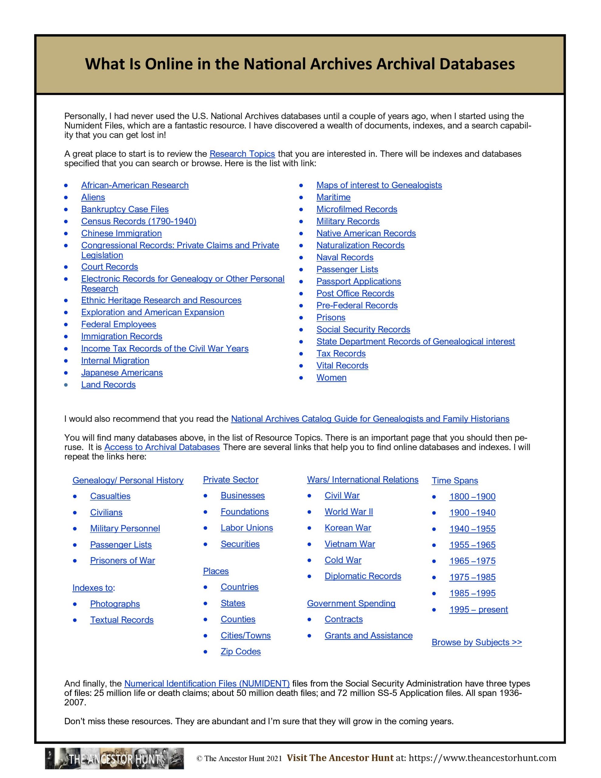 What Is Online in the National Archives Archival Databases – The Ancestor Hunt