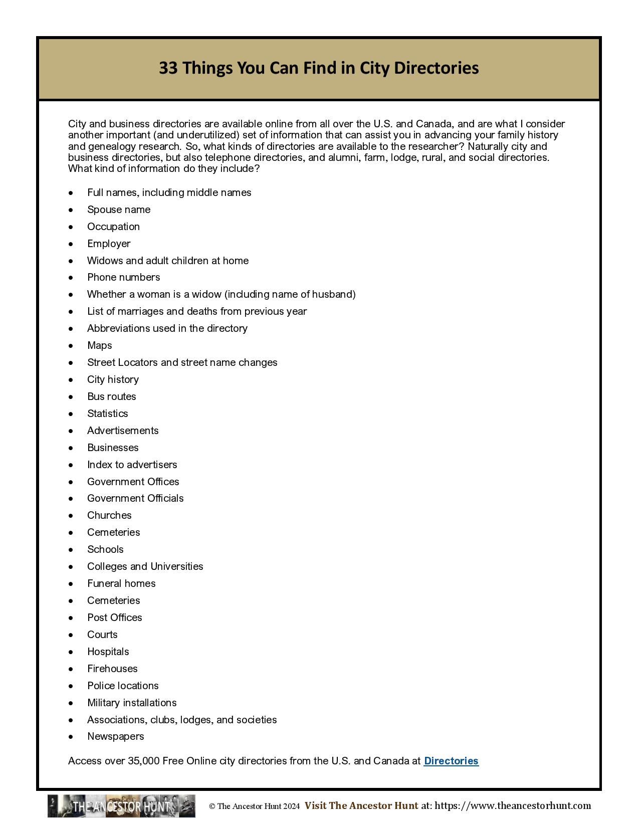 33 Things You Can Find in City Directories - The Ancestor Hunt