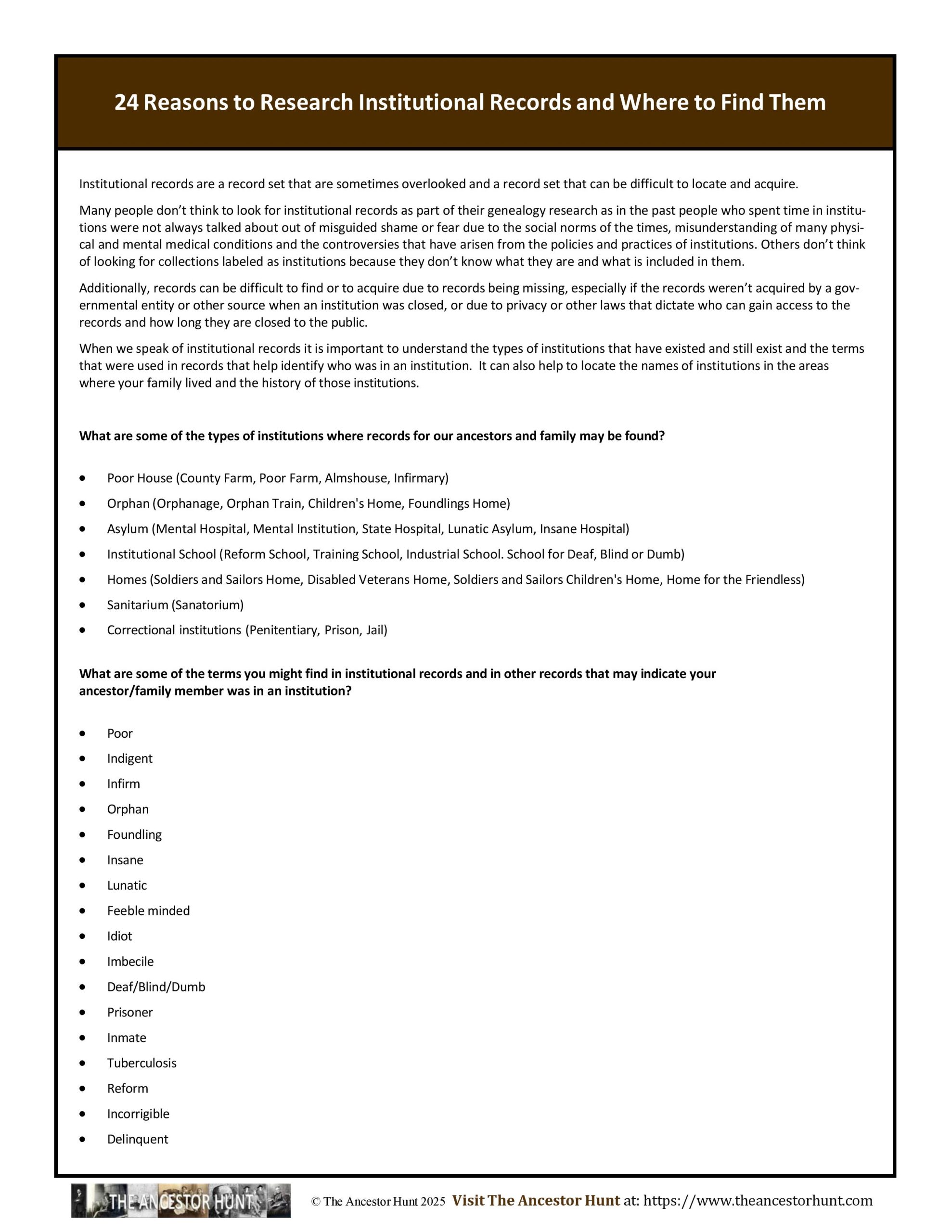 24 Reasons to Research Institutional Records and Where to Find Them ...