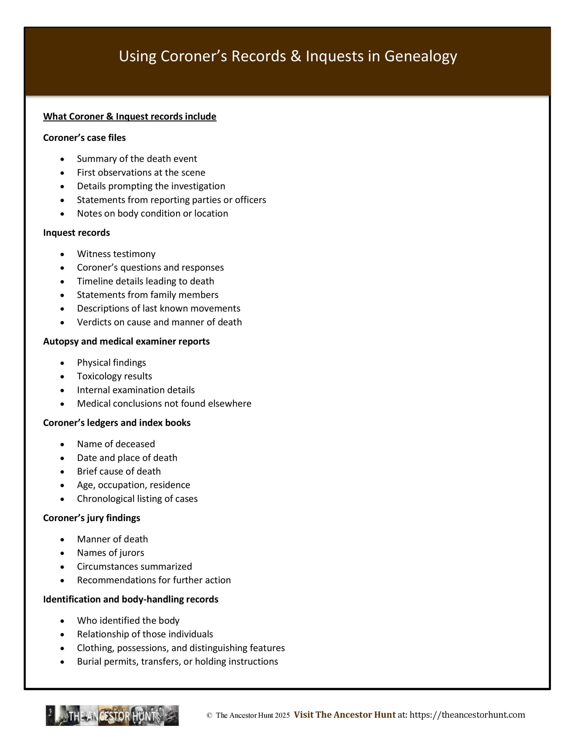 Using Coroner’s Records & Inquests in Genealogy - The Ancestor Hunt