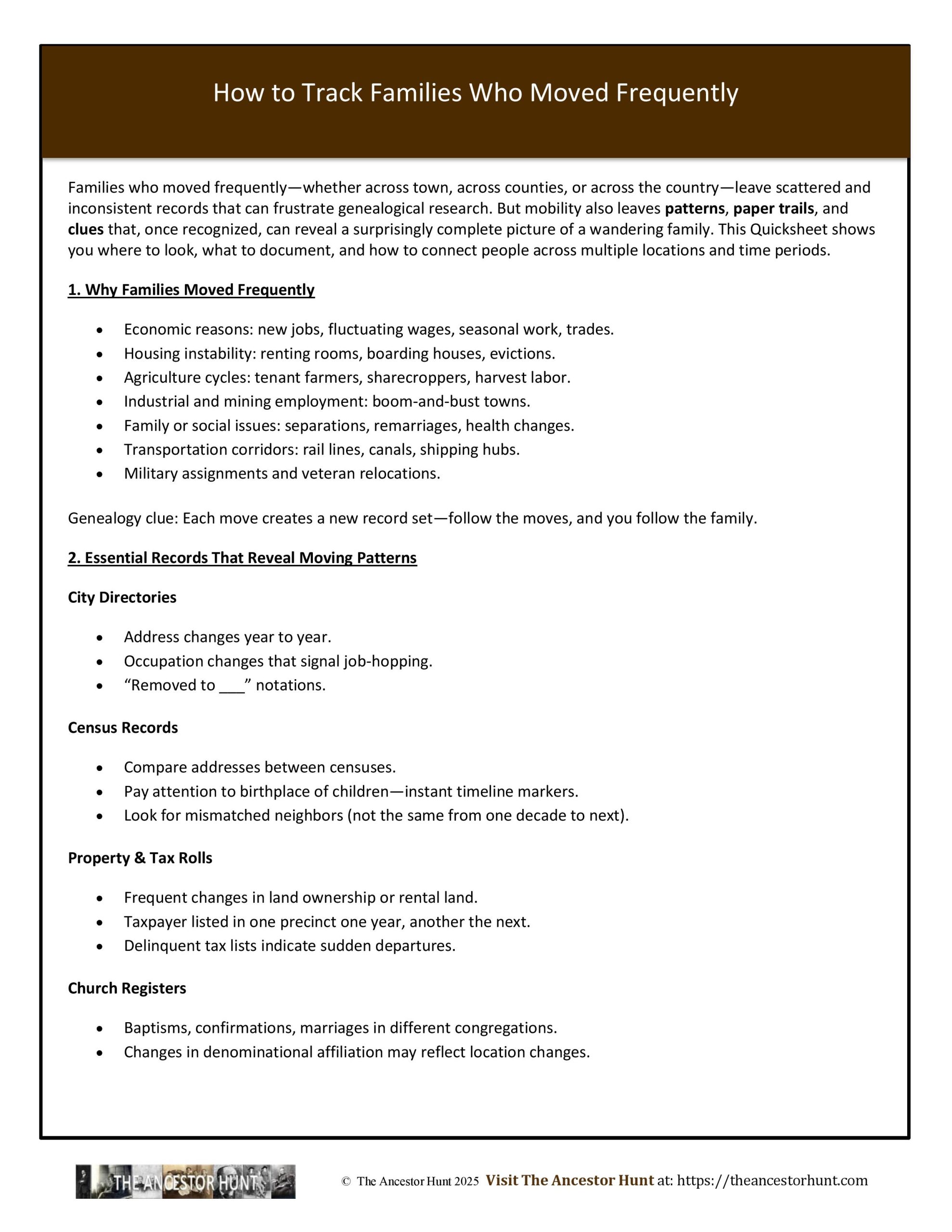 How to Track Families Who Moved Frequently - The Ancestor Hunt